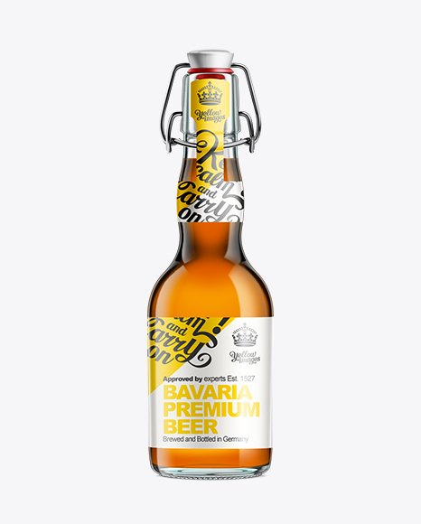 Glass Bottle With Amber Ale And Swing Top Closure 330ml In Bottle Mockups On Yellow Images